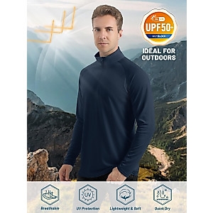 TACVASEN Sun Shirts for Men Long Sleeve UV Protection Rash Guard Shirt Hiking Shirts Summer Shirts Golf Shirts Quick Dry Workout Shirts Navy XL