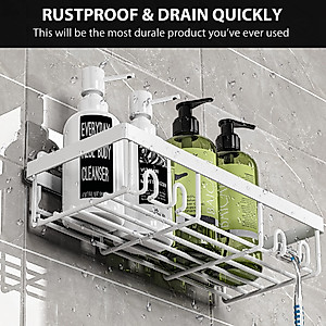 Moforoco Shower Caddy Shelf Organizer Rack, Self Adhesive Black Bathroom Shelves Basket, Home Farmhouse Wall Inside Organization and Storage Decor Rv Accessories, First Camper Apartment Essentials