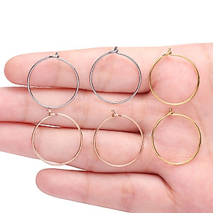VOJO 3 Pairs G23 Titanium Thin Hoop Earrings for Women Hypoallergenic 20G Lobe Earrings Set (20G 18mm, 1 Pair Silver & 1 Pair Gold & 1 Pair Rose Gold)