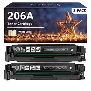 206A Toner Cartridge (with Chip) Compatible for HP W2110A W2111A W2112A W2113A Toner, Work for Color Pro M255dw M255nw MFP M282nw M283 Series Printers, 2 Black