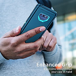 Regsun for Galaxy Note 9 Case,Shockproof 3-Layer Full Body Protection [Without Screen Protector] Rugged Heavy Duty High Impact Hard Cover Case for Samsung Galaxy Note 9,Turquoise