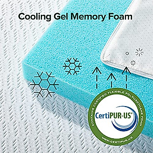 ZINUS 2 Inch Ultra Cooling Gel Memory Foam Mattress Topper with Cooling Cover/CertiPUR-US Certified, Queen