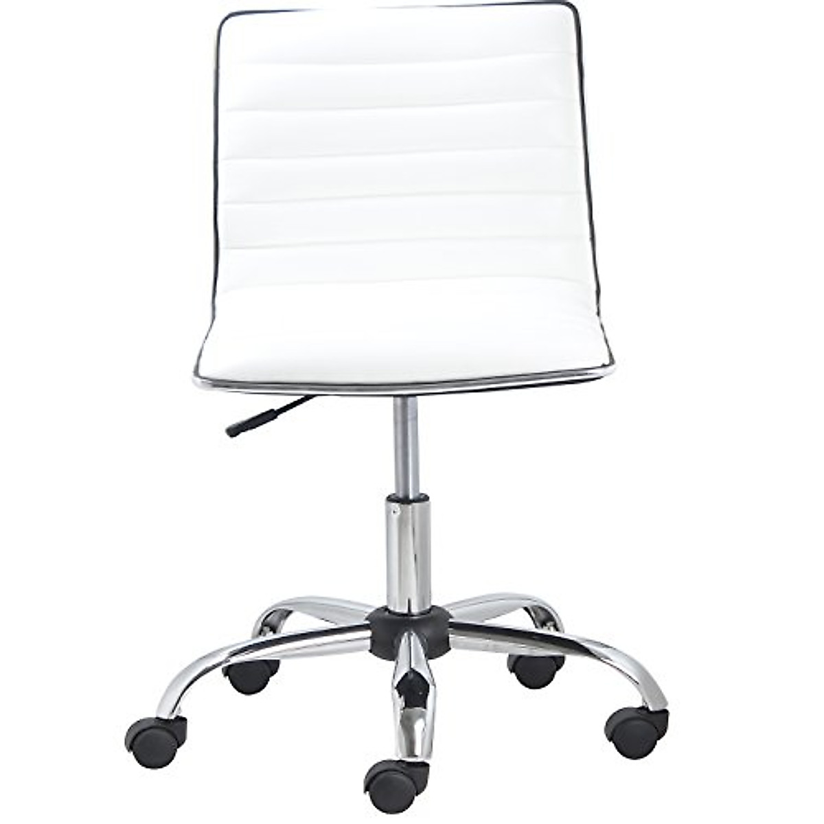 BTEXPERT BTExpert Swivel Mid Back Armless Ribbed Designer Task Chair Leather Soft Upholstery Office Chair - White