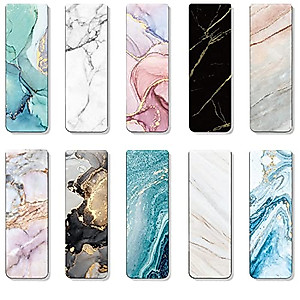 WAVEYU Magnetic Bookmarks for Women Men Magnet Page Markers Assorted Book Markers for Book Lovers Students Teachers Adults Kids for School Home Office Reading Stationery,10 Marble Designs