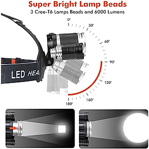 Beteray Headlamp Rechargeable 1200 Lumens Super Brightest 4 Modes Head Lamp for Adults Zoom Waterproof Headlight 90°Angle Adjustable Head Lights for Outdoor Camping Hunting Running Hiking