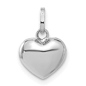 IceCarats 14K White Gold Heart Necklace Love Pendant Charm Only