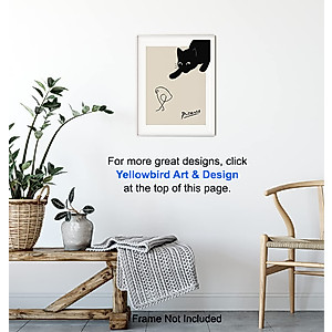 Pablo Picasso Wall Art - Black cat Home Decor - Cat Wall Art - Picasso Poster - Cat Wall Decor - Pablo Picasso Poster - Pablo Picasso print - Pablo Picasso Art - Cute Cat Lover Gift for Women - Bird
