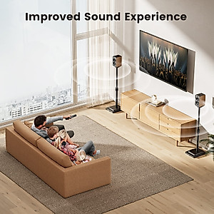 Perlegear Speaker Stands - Hight Adjustable Extend 22'' to 39'' for Satellite Speakers, Small Bookshelf Speaker Stands Holds 9 lbs, Stable with Weighted Base for Bose JBL Sony Vizio Yamaha