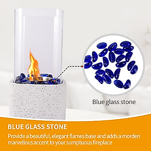 Tabletop Fireplace Indoor Out Door Tabletop Fire Pit Tabletop Fire Bowl Pot with Glass Stone Concrete Material and Windproof Glass Cover for Xmas,Valentine's Day, Birthday Party or Dining