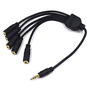 Kework 11.8 inch 1 to 5 Ways 3.5mm Splitter Extension Cord, 1/8 inch 3.5mm TRS Male Jack to Female Headphone Headset Extender Adapter Splitter Stereo Audio Cable (3.5mm TRS)