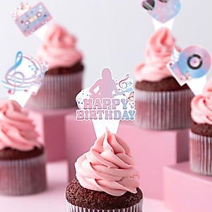 24 Pcs Popular Happy Birthday Era's Party Decorations Cupcake Toppers, Super Star Birthday Party Cake Decorations for Fans Celebration Party, Guitar Themed Party Supplies for Girls Night