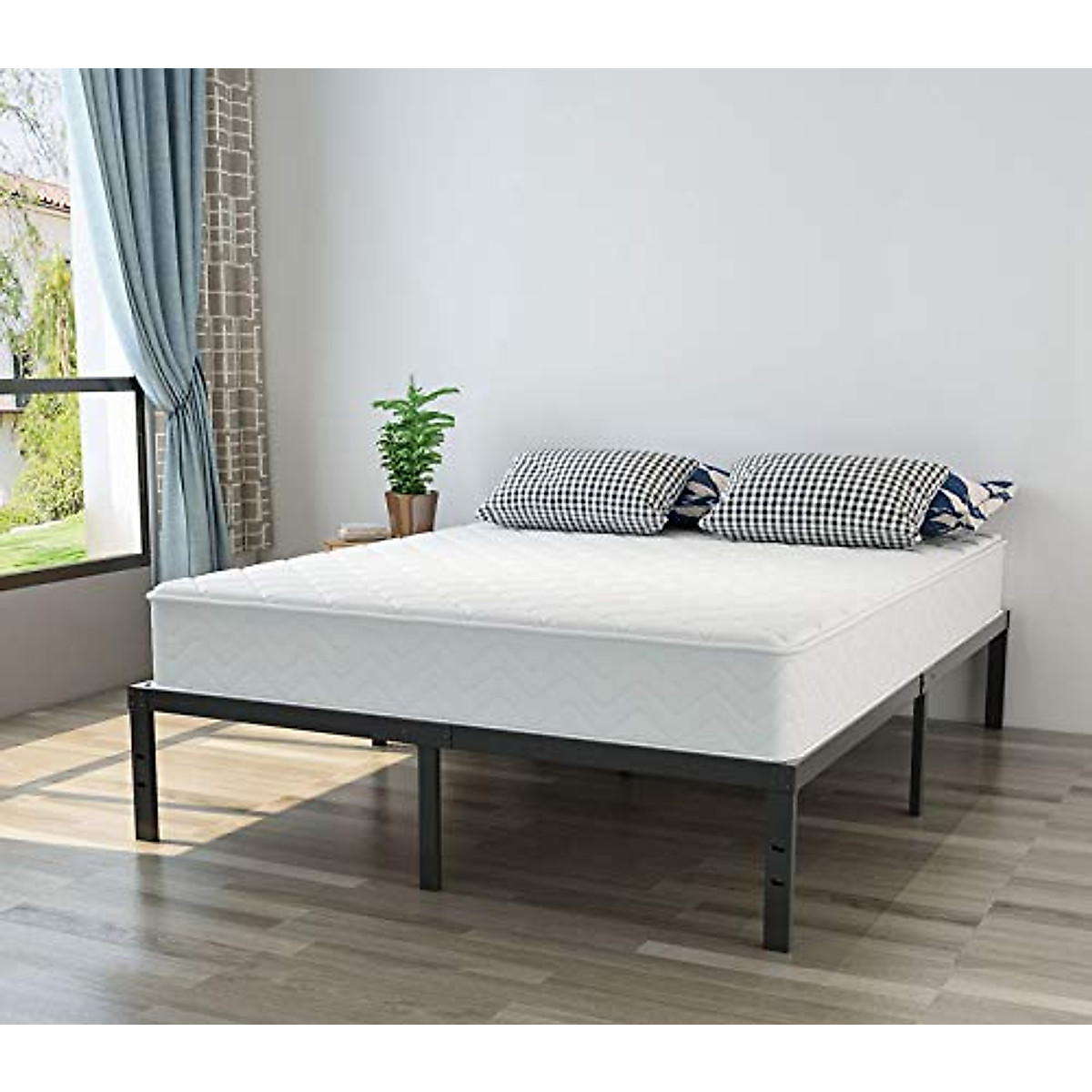 NOAH MEGATRON Heavy Duty Queen Platform Bed Frame, Slatted Bed Base 14 Inch Mattress Foundation Bed Frame,12 Inch Under-Bed Storage,No Box Spring Needed (Queen)