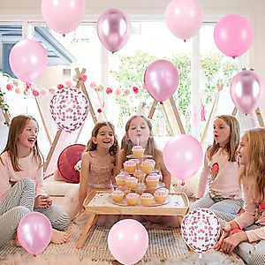DUILE 60pc Light Pink Balloons Metallic Pink Balloon Pink Latex Balloons Pink Confetti Balloons and Pear White Balloons for Birthday Baby Shower Princess Party Decorations