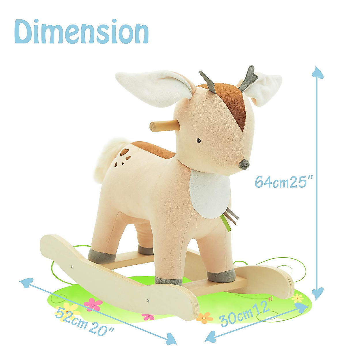 labebe 【New】 Baby Rocking Horse Plush, Male Fawn Rocker Toy for Child 1-3 Years, Rocking Horse/Fawn Rocking Horse/Deer Rocker/Reindeer Rocking Horse/Riding Horse/Stuffed Animal Rocker (NO Music)