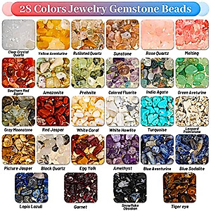 PAXCOO Crystal Jewelry Making Kit for Adults, Ring Making Kit with 28 Colors Crystal Gemstone Beads, Jewelry Wire and Pliers for Ring Making, Jewelry Making Supplies