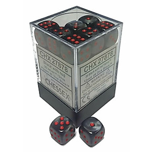 DND Dice Set-Chessex D&D Dice-12mm Velvet Black and Red Plastic Polyhedral Dice Set-Dungeons and Dragons Dice Includes 36 Dice – D6