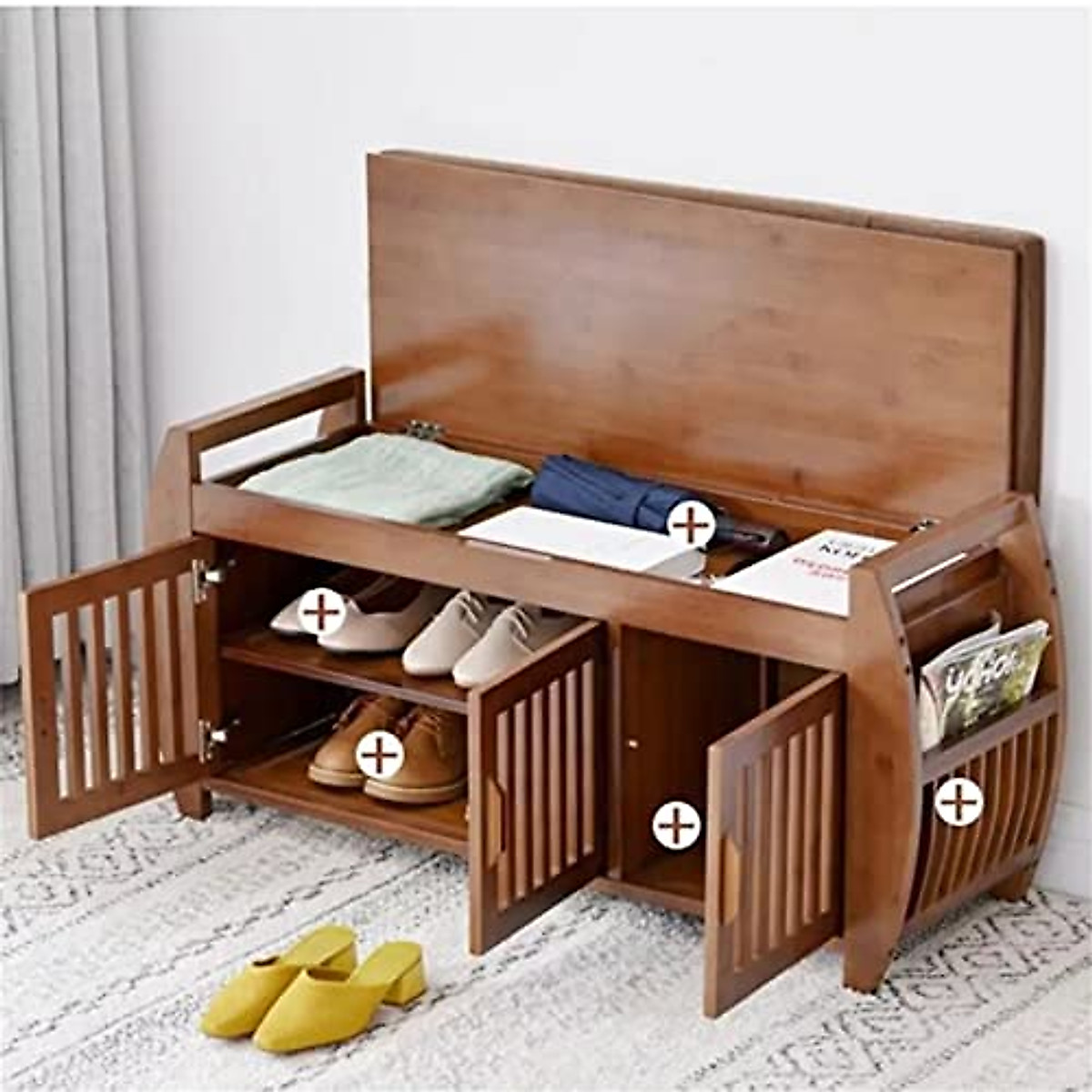 JYDQM Shoe Rack Cabinet Entryway Organizer Storage Household Shelf with Seat Cushion Furniture Hallway Shoe Stand