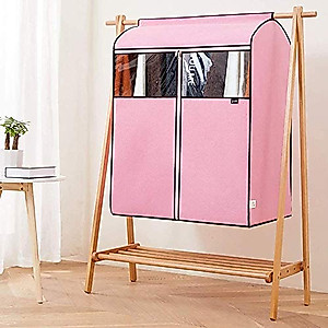 QYQS Clearly Organized Suit Bags Breathable Dust Cover Garment Shoulder Covers Bag Garment Bags Cover for Coats Jackets Dress Storage-Pink_52×52×85cm