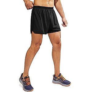 MIER Men's 3 Inch Athletic Running Shorts with Liner Quick Dry Active Lightweight Gym Sports Workout Shorts for Men, Black, M