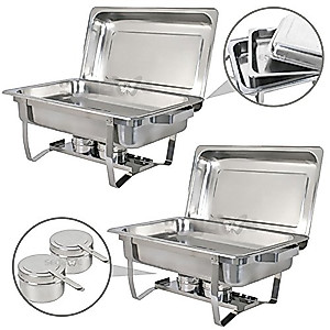 TimmyHouse Catering Stainless Steel Chafer Chafing Dish Sets 8 Qt Full Size Buffet 4 Pack