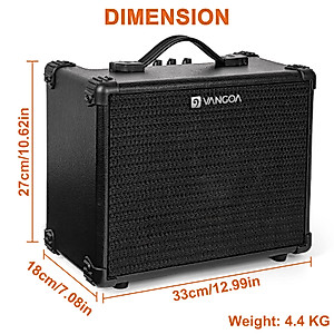 Vangoa Bass Guitar Amplifier 15W Portable Electric Bass Combo Amp Small for Bass Practice Amp Indoor Outdoor, Black