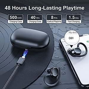 Wireless Earbuds, HiFi Stereo Sport Bluetooth 5.3 Headphones with Earhooks, 48H Deep Bass in-Ear Headphones with LED Display, Noise Cancelling, IP7 Waterproof Earphones Built-in Microphone for Running