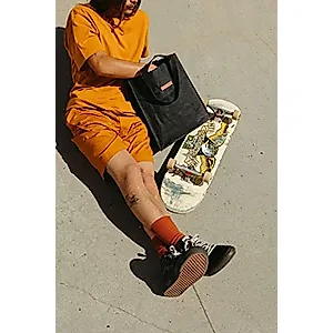 Out of the Woods City Tote – Vegan Tote Bag with dual Short and Long Handles – Supernatural Paper Reusable Shopper – Strong Washable Medium-Large Collapsible Bag, Ebony with Coordinating Black Handles