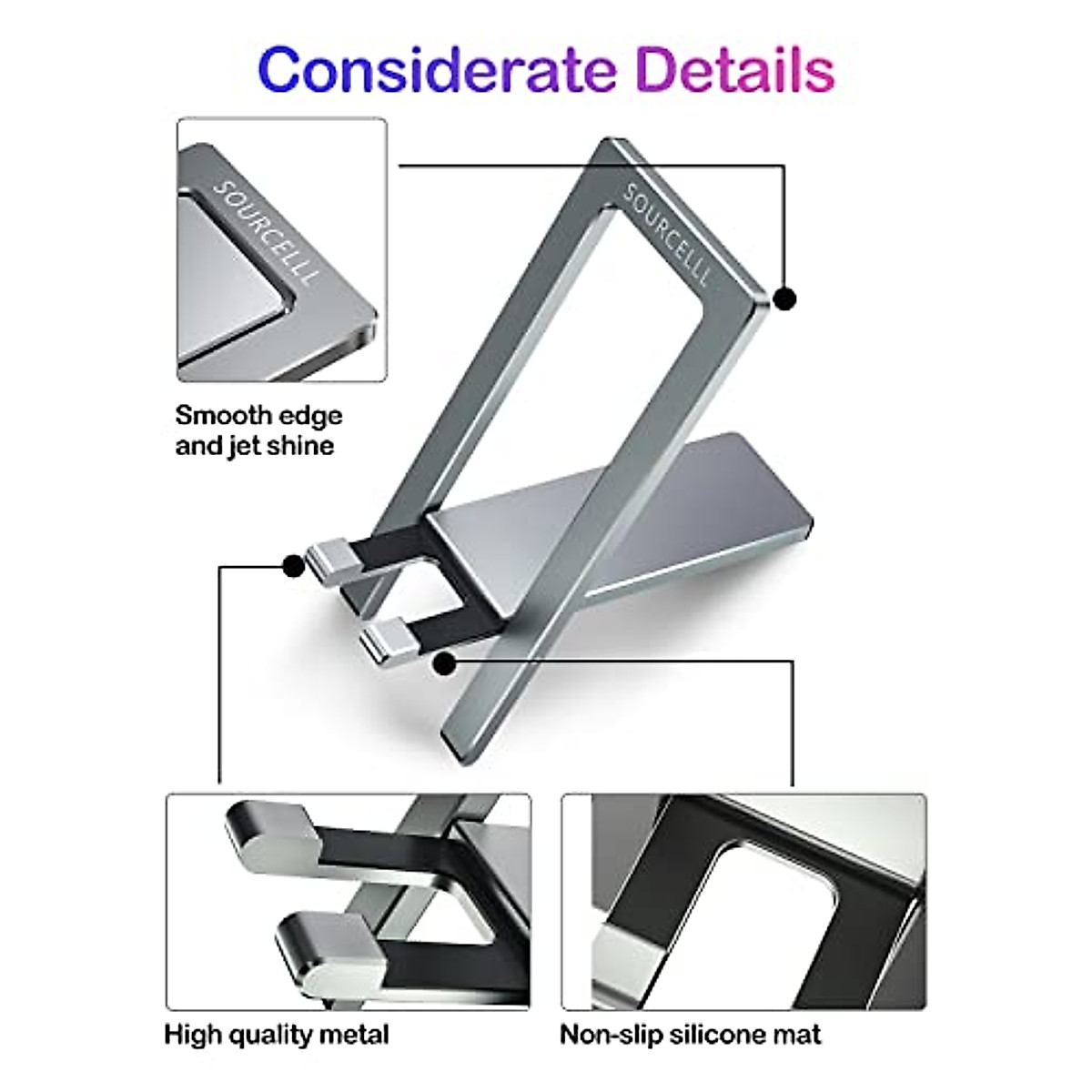 Cell Phone Stand for Desk,Adjustable Phone Stand Holder,Foldable Desk Phone Mount Stand Holder Compatible with All Mobile Phones,Portable iPhone Stand/Dock/Cradle,Versatile Phone Stand(Flat-Small)