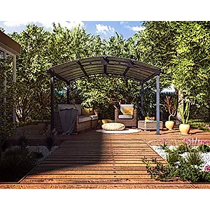 Palram - Canopia Tuscon 12x14 Gazebo: Outdoor Patio Canopy with Gray Aluminum Metal Frame, and Bronze Polycarbonate Roof, UV Protection, Year-Round Use, Easy DIY Outdoor Canopy Gazebo Kits