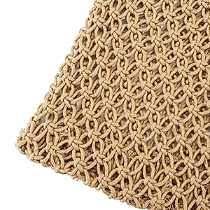 Ayliss Handmade Straw Bag Travel Beach Fishing Net Handbag Shopping Woven Shoulder Bag for Women(Khaki)