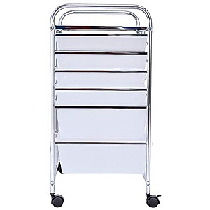 WELLFOR 12 Drawer Rolling Storage Cart Mobile Rolling Storage with Tray Cart for Office School Home Craft Organizer Bins (White)