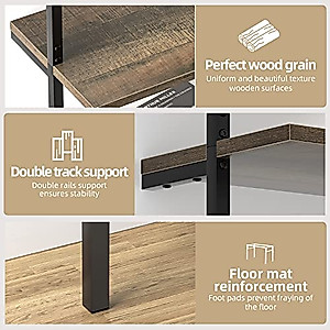 Bevfint 5-Tier Industrial Ladder Shelf Rustic Wall Mounted Metal Frame Bookcases, Multi-Use Open Bookshelf for Storage Organizer Plants Rack for Office and Home, Living Room, Bedroom