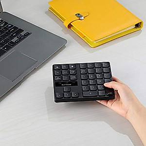 SurnQiee Wireless Numeric Keypad, 2.4G Rechargeable Number Pad 35-Keys for Efficient Data Input