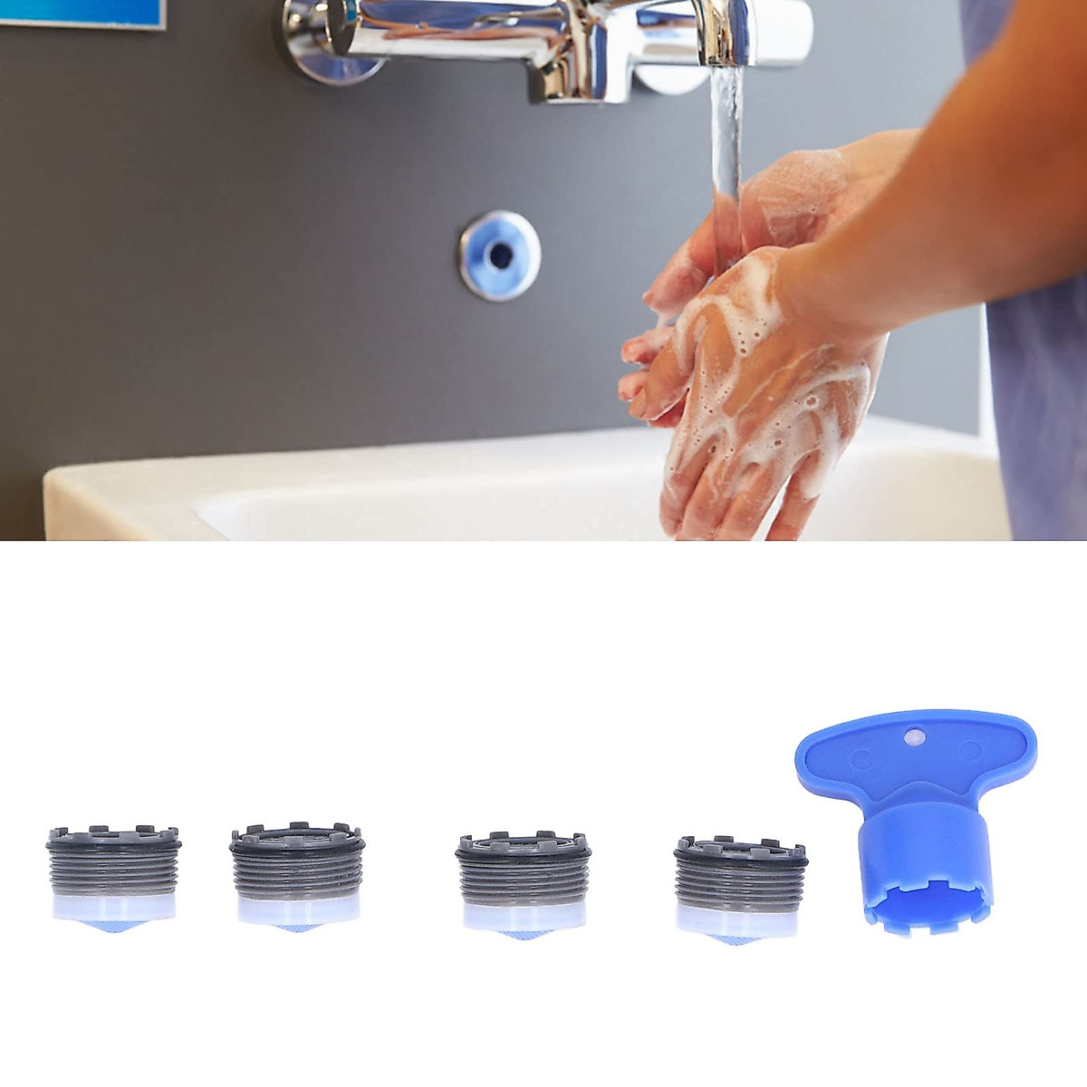 4Pcs .5mm Faucet Insert Filter Aerator Restrictor with Removal Wrench Water Saving Faucet Replacement Faucet Parts