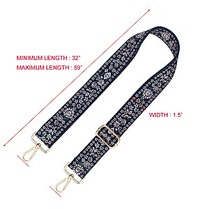 LIFEMATE Bag/Purse Strap Replacement Crossbody Shoulder For Women Adjustable Jacquard Woven Guitar Strap Style(Little Flower)