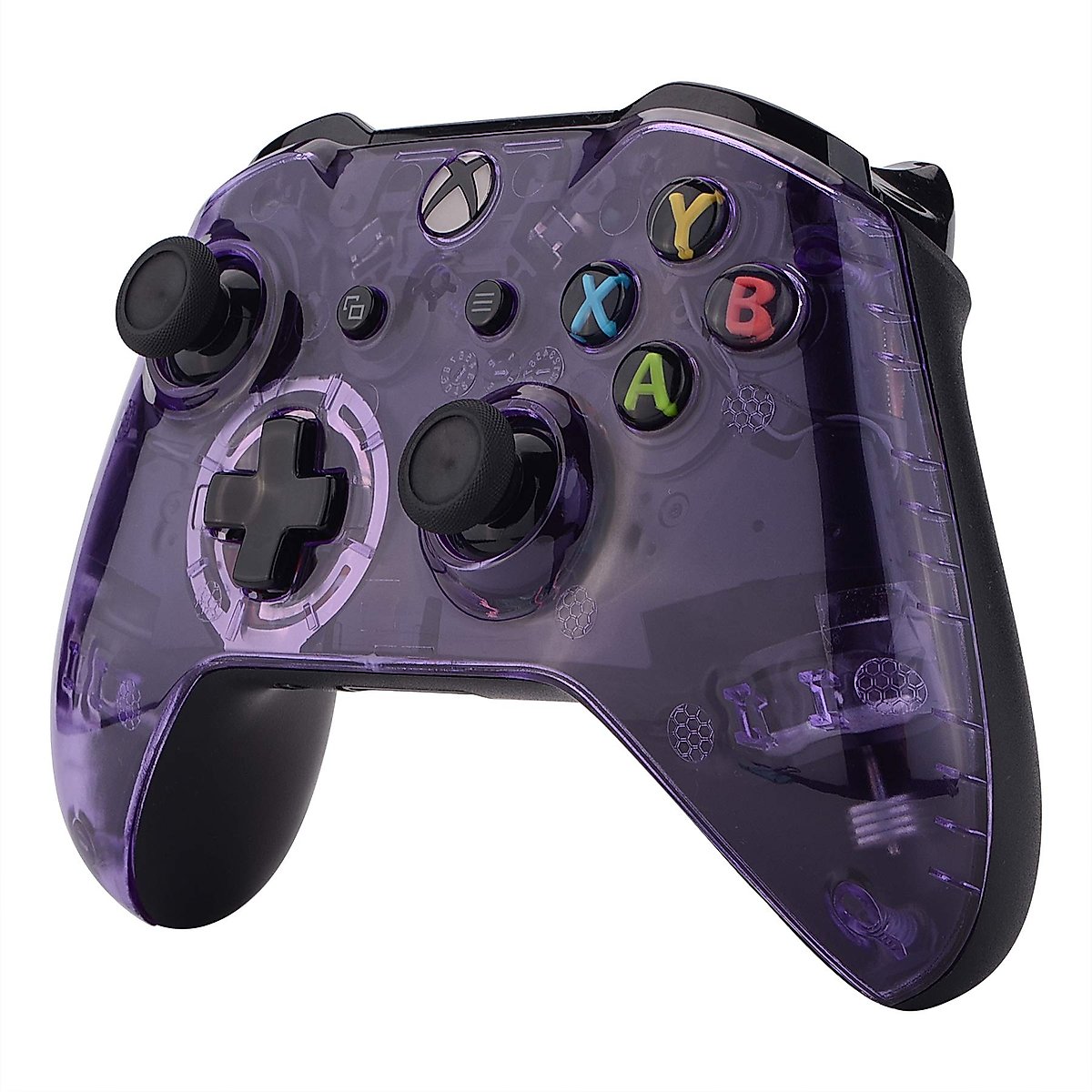 eXtremeRate Transparent Crystal Clear Atomic Purple Faceplate Cover for Xbox One Wireless Controller (Model 1708), Custom Case Front Housing Shell for Xbox One S X Controller - Controller NOT Included