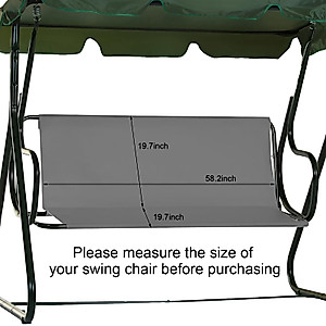 Outdoor Porch Patio Swing Seat Cover, 600D Thickened Oxford Waterproof Swing Cushion Protection Covers Replacement for Outdoors Garden Yard Swing Chairs (Gray, 58.2x19.7x19.7 Inch)