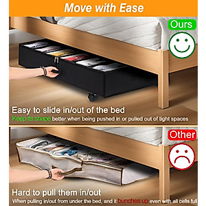 punemi Under Bed Shoe Storage Organizer With Wheel & Adjustable Dividers, Underbed Shoes Boot Closet Storage Solution Containers - Side & Bottom Support & 3 Handles, Up To 12 Shoes, 29.5"X23.6"X7.9"