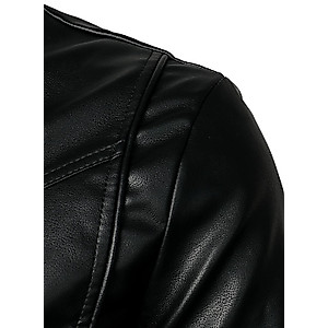 HOOD CREW Mens Faux Leather Jacket Lightweight Fashion Motorcycle Leather Jackets Coat Black 3XL