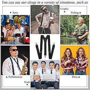 Handepo 9 Pieces Y Back Style Unisex Suspenders Adjustable Elastic Suspenders for Men Women Rainbow Suspenders with Clip for Pants (Classic Color)