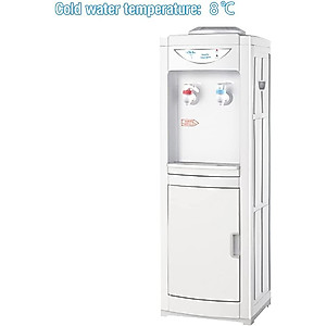 Water Cooler Dispenser 3-5 Gallon Bottles,Top Loading Hot & Cold Water Dispenser, Child Safety Lock Water Cooler for Indoor Home Office Use with Storage Cabinet, White