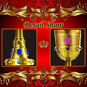 ZHURUININ 4 Pcs Medieval Molded Crown Goblets 8 oz Gold Jeweled Plastic Chalice King Queen Party Goblets Medieval Party Decorations for Carnival Party Drinking Decor Supplies (4)