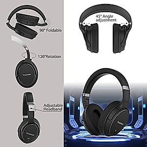 Vsonus H51 Active Noise Cancelling Headphones, Wireless Over Ear Bluetooth Headphones, Heavy Bass, BT 5.0, 30H Playtime, Metal Cover, Comfortable Protein Earpads for Travel Home Office