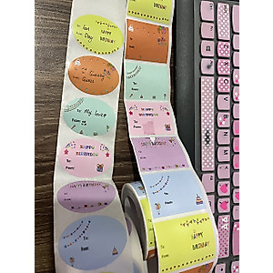 JianDay 350 Adhesive Happy Birthday Stickers, Present Stickers, 1.5 x 2 Inch Birthday Label Stickers for Party Supplies Festival Holiday Presents, 6 Assorted Designs (Rectangle, 1.52 inch)