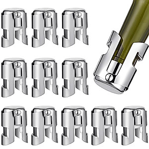 12 Pcs Stainless Steel Champagne Stopper Reusable Bottle Sealer Wine Corker Champagne Cork Stopper with a Built in Sealing Plug Compact Champagne Saver Plug for Cava Prosecco