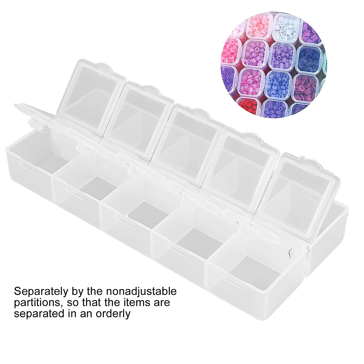 Yinhing Bead Organizer, Compartment Organizer Box,Grid Organizer Box, Container Box, Nail Bead Storage, Grid Storage Organizer, 10 Compartment Storage Container
