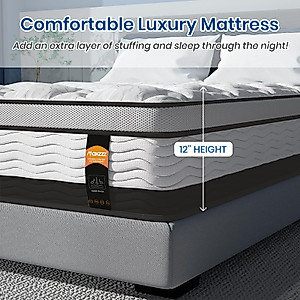 Maxzzz 12 inch King Hybrid Mattress in a Box, Cooling Gel Infused Memory Foam and Pocket Spring Mattress, Medium Firm, 76x80 inches