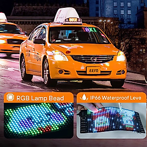 RAYHOME LED Sign for Car, 7''x3''Flexible LED Matrix Panel USB 5V Bluetooth Application Control DIY Programmable Scrolling LED Sign for Car Party Wedding Festival