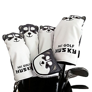 HISTAR Golf Driver Fairway Wood Hybrid Head Corver Husky Cartoon Animal Golf Cover (3Pcs)