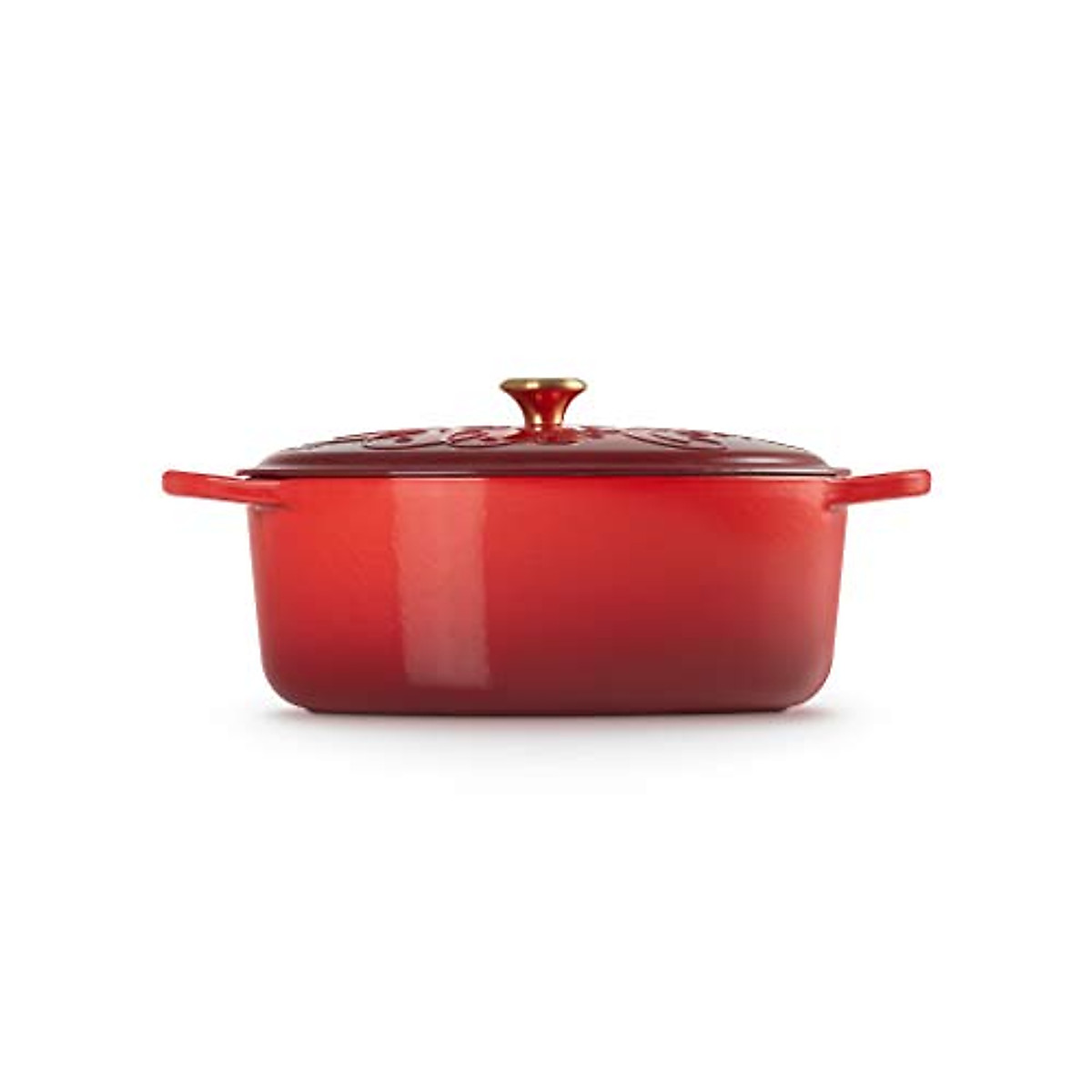 Le Creuset Enameled Cast Iron Noel Collection Signature Oval Dutch Oven, 6.75 qt., Applique w/Gold Knob